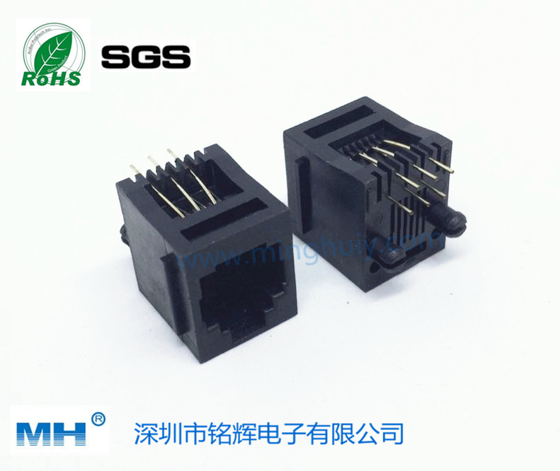 180度插板 全塑6P6C 带耳朵RJ11插座 - 深圳市铭辉电子有限公司